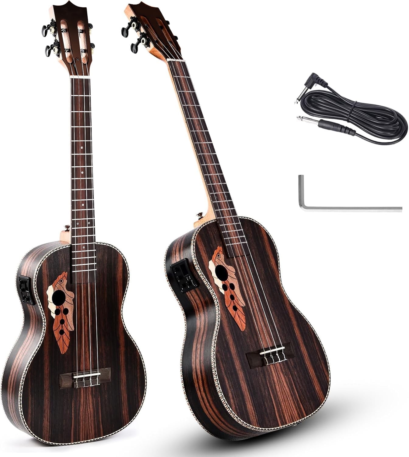 Likegreen 26 Inch Ukulele Built-in Tuner Electric Baritone Ukelele Kit ...