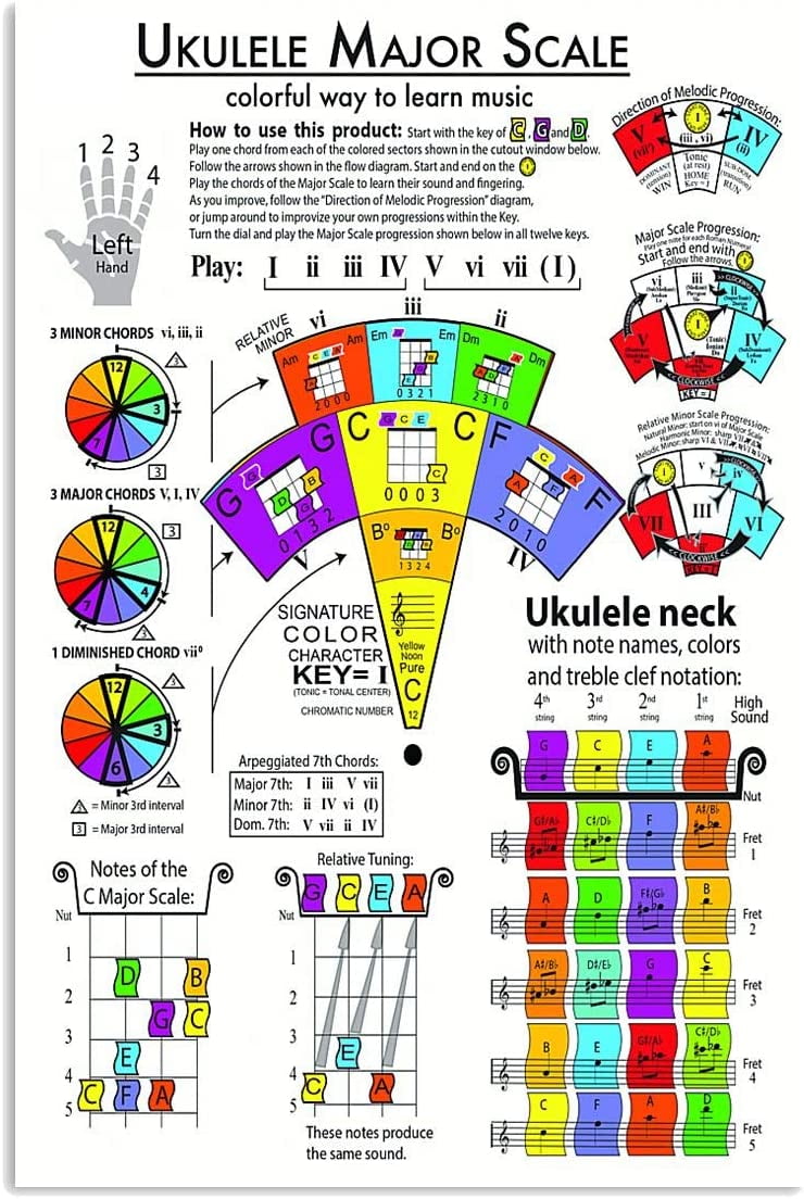 Ukulele Major Scale Metal Signs Vintage Musical Instrument Learning ...