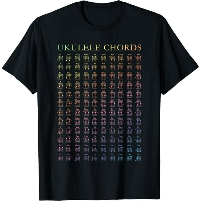 Ukulele Rainbow Chords Chart GCEA Tuning Uke Notes T-Shirt - Walmart.com