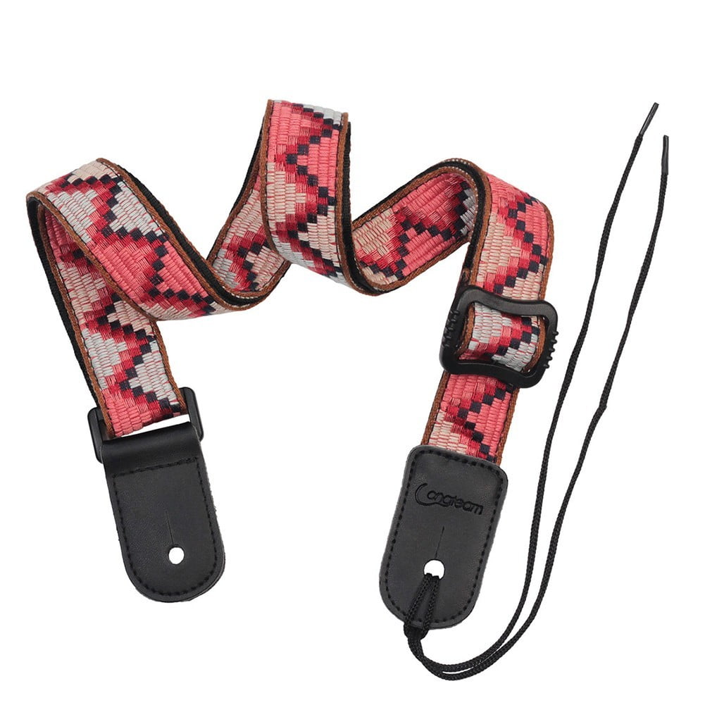 Ukulele strap ethnic style adjustable length leather strap with strap ...