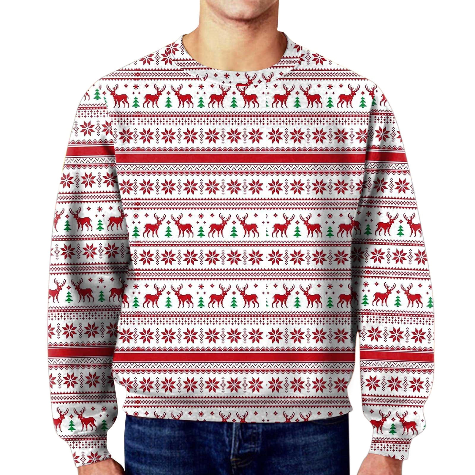 Ukumplol Christmas Sweater Mens Long Sleeve Tee Shirts Men'S Winter ...