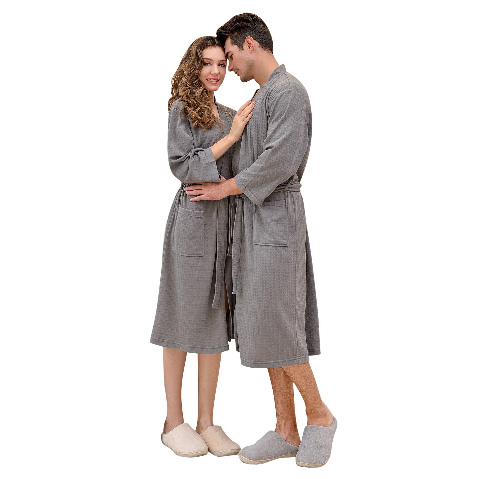 Ukumplol Matching Pajamas for Couples Waffle Robes for Women Bath Robe ...