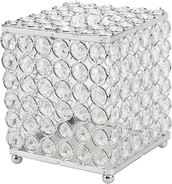 Ukwell Square Crystal Tissue Box Cover Handcrafted Bling Upright Facial ...