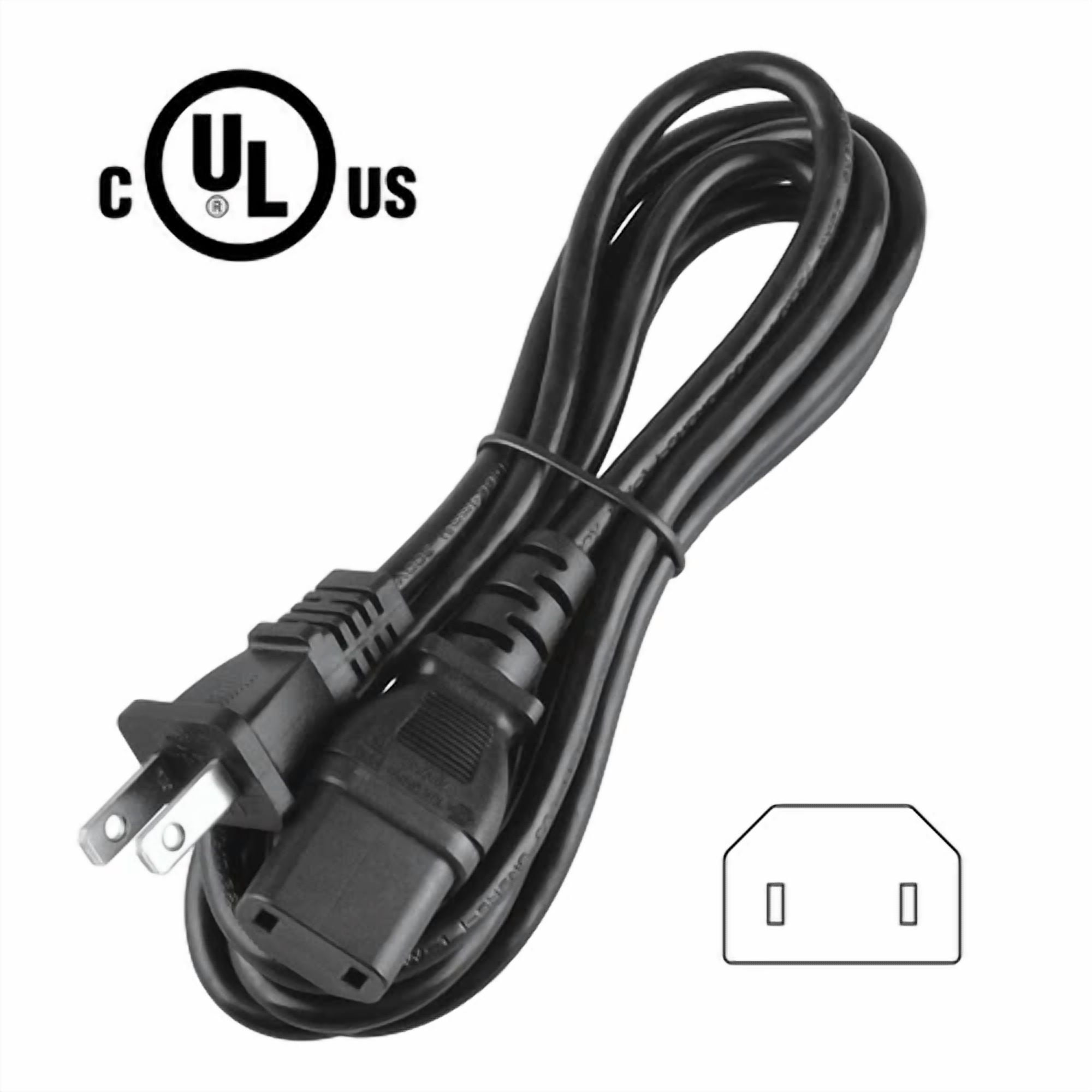 Ul 6.6Ft 2-Prong Ac Power Cord Cable Lead For Yamaha Ns-Sw1000 Powered ...