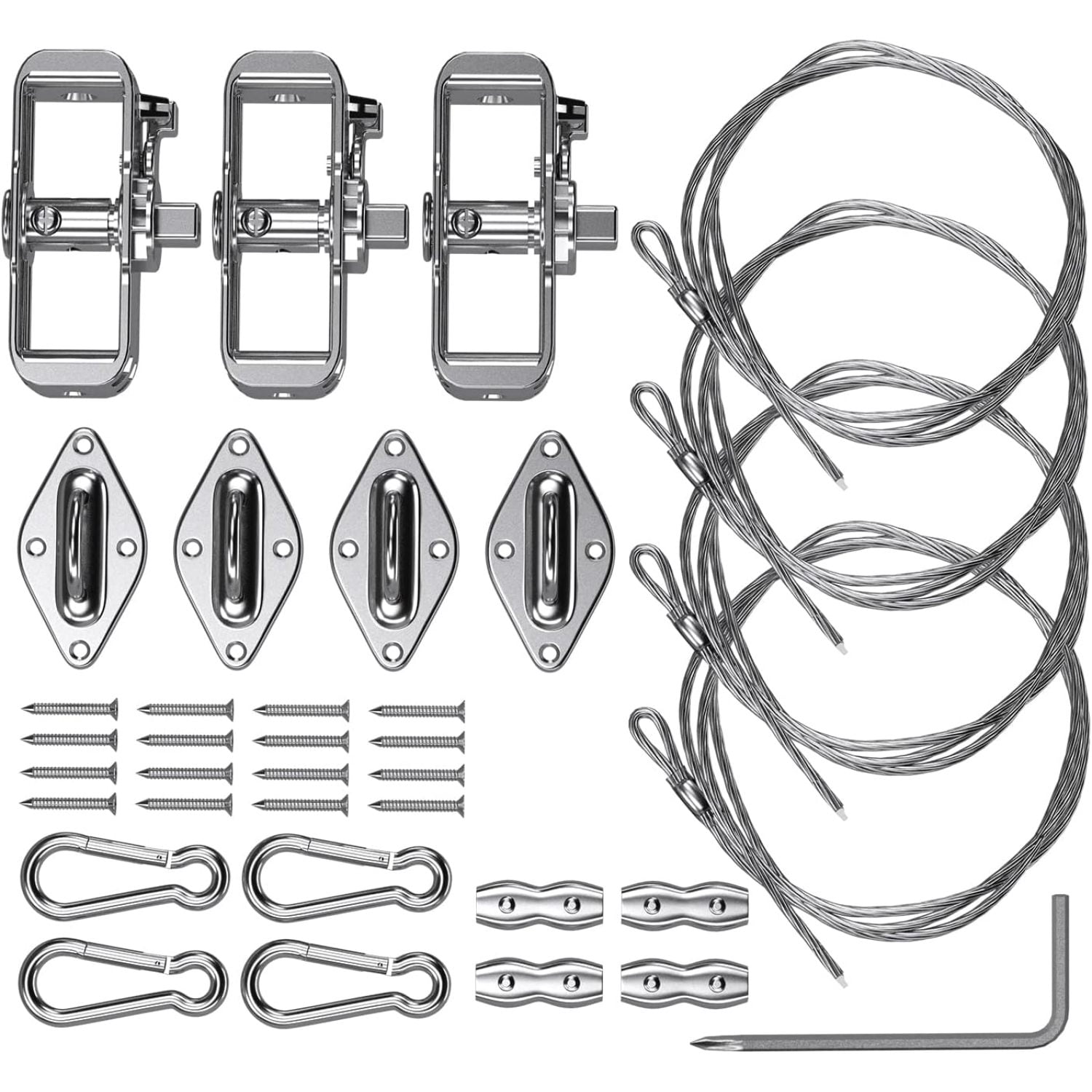 UlaREYoy Sun Shade Sail Tension Wire Rope Hardware Kit for Rectangle ...