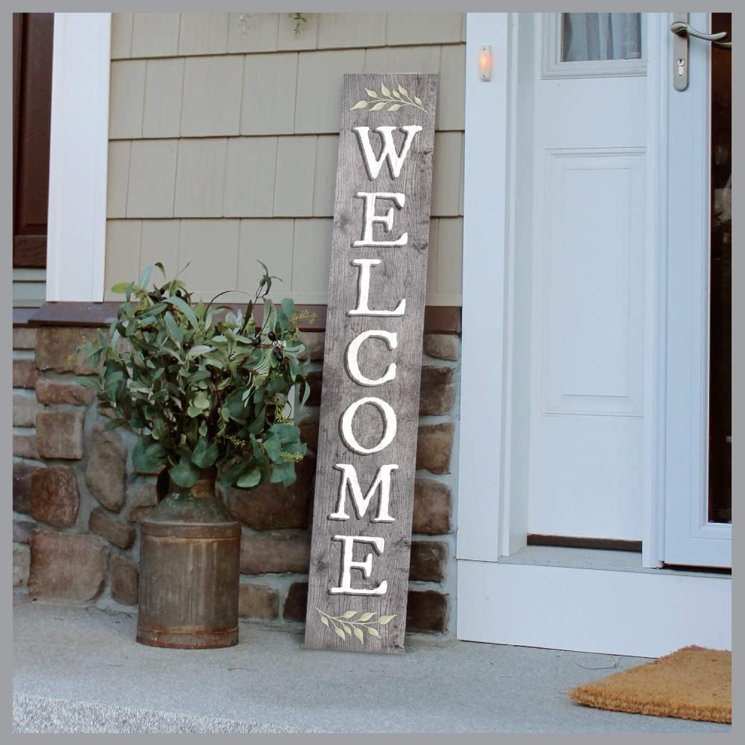 UlaREYoy Welcome Gray w/Sprig Porch Board Sign, multicolor for Front ...