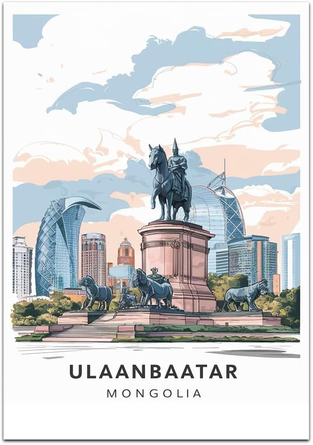 Ulaanbaatar Map Retro Style Travel Canvas, Ulaanbaatar Map Vintage Rustic Canvas Print, Home ...