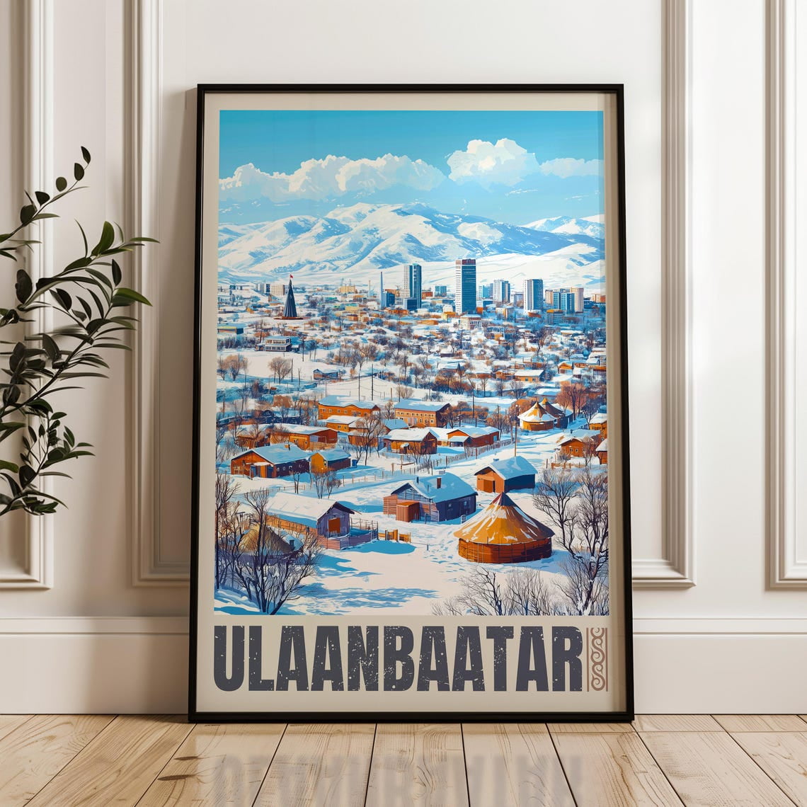Ulaanbaatar Travel Print - Mongolia Wall Art Poster, Asia, Illustration ...
