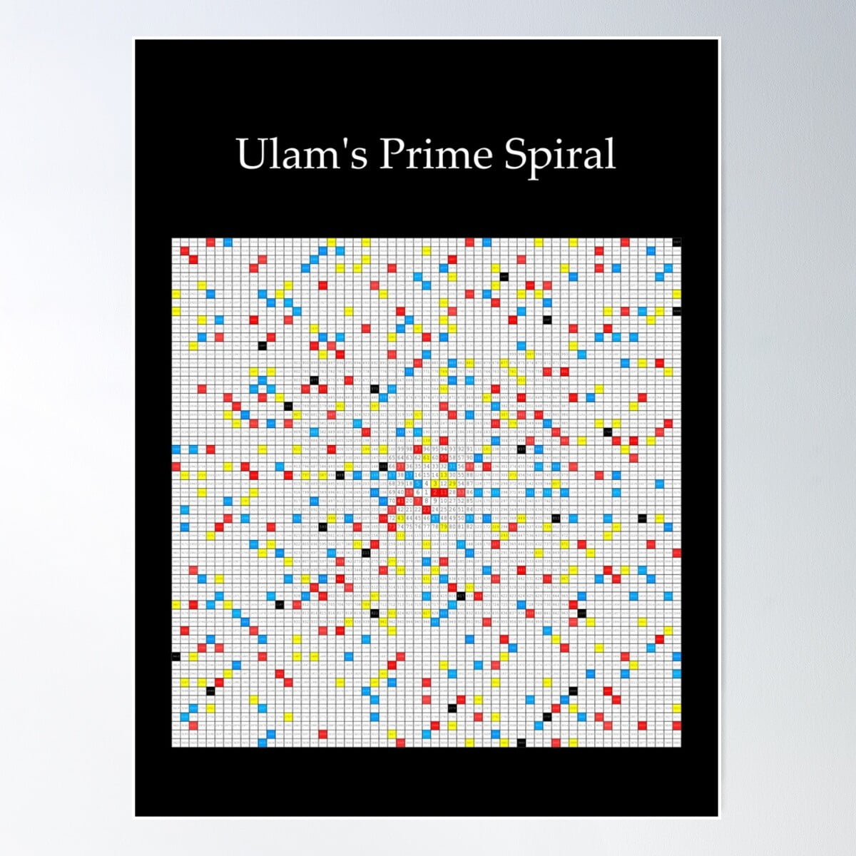 Ulam'S Prime Spiral (Mondrian 30) Poster Wall Art, Modern Wall Decor ...