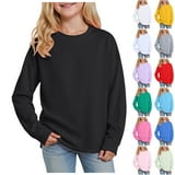 Ulanda Girls Long Sleeve Tees Solid Color Soft Loose Casual T-Shirts ...