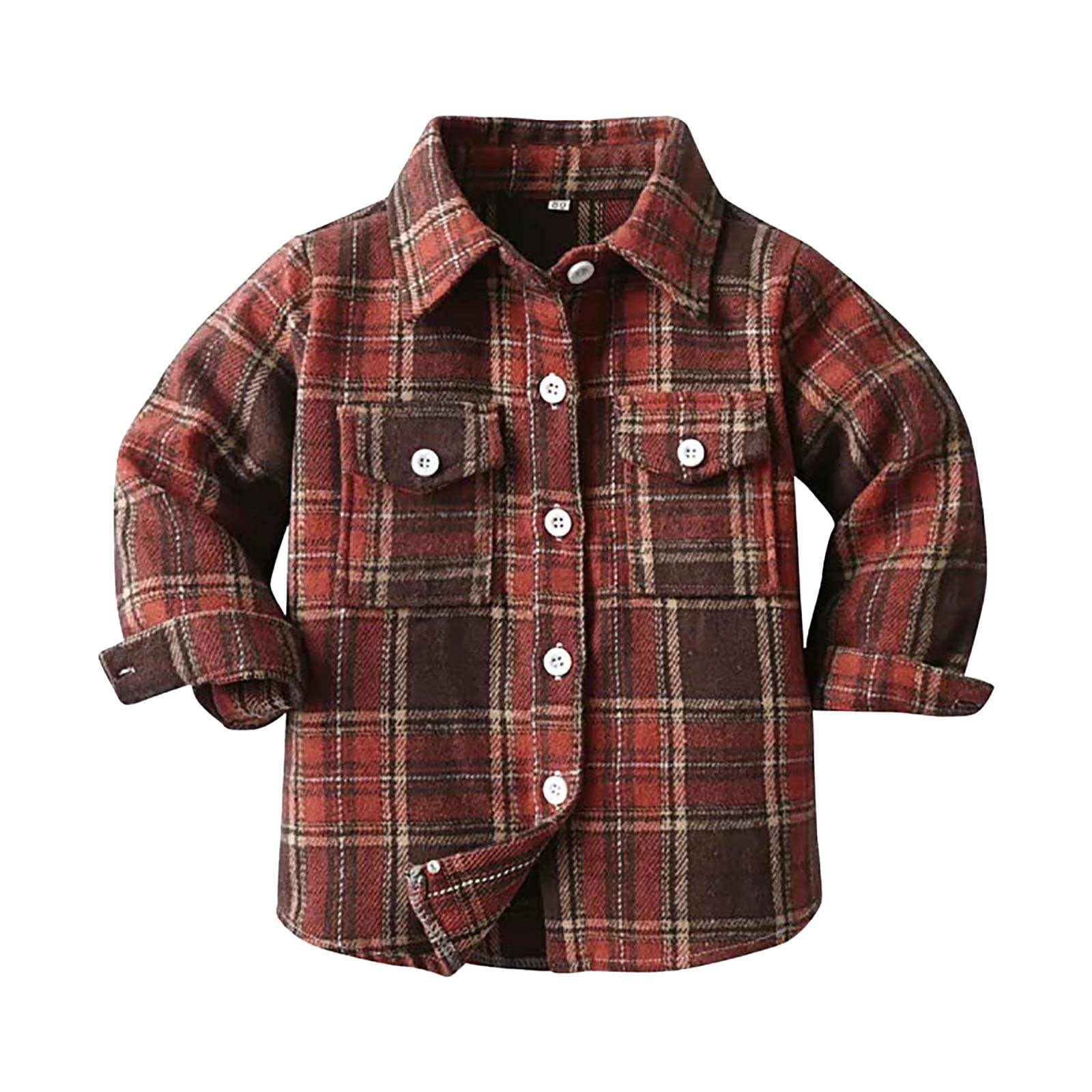Ulanda Kids Little Boys Girls Baby Long Sleeve Button Down Red Plaid ...