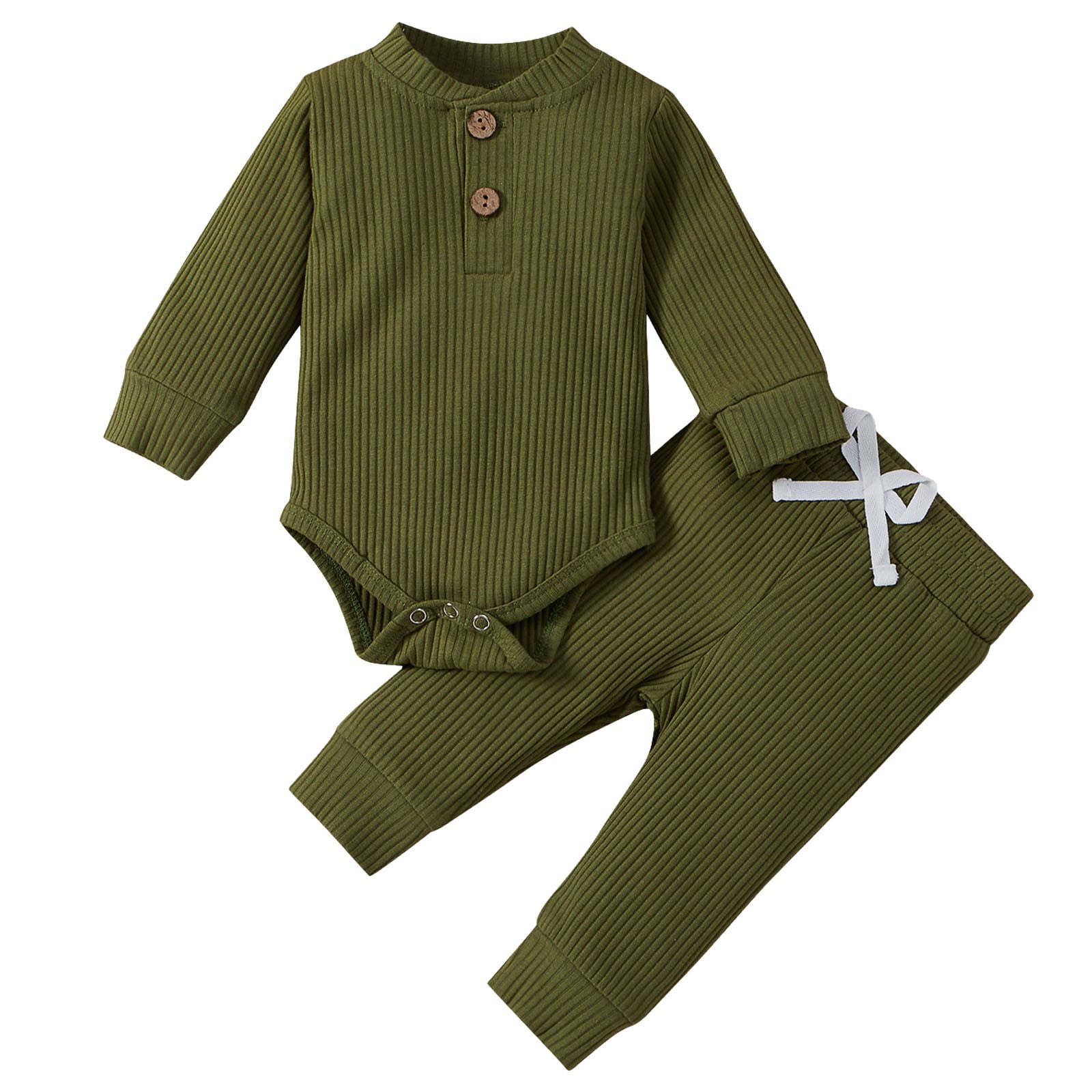 Ulanda Baby Boy Girl Clothes Ribbed Knitted Cotton Long Sleeve Romper ...