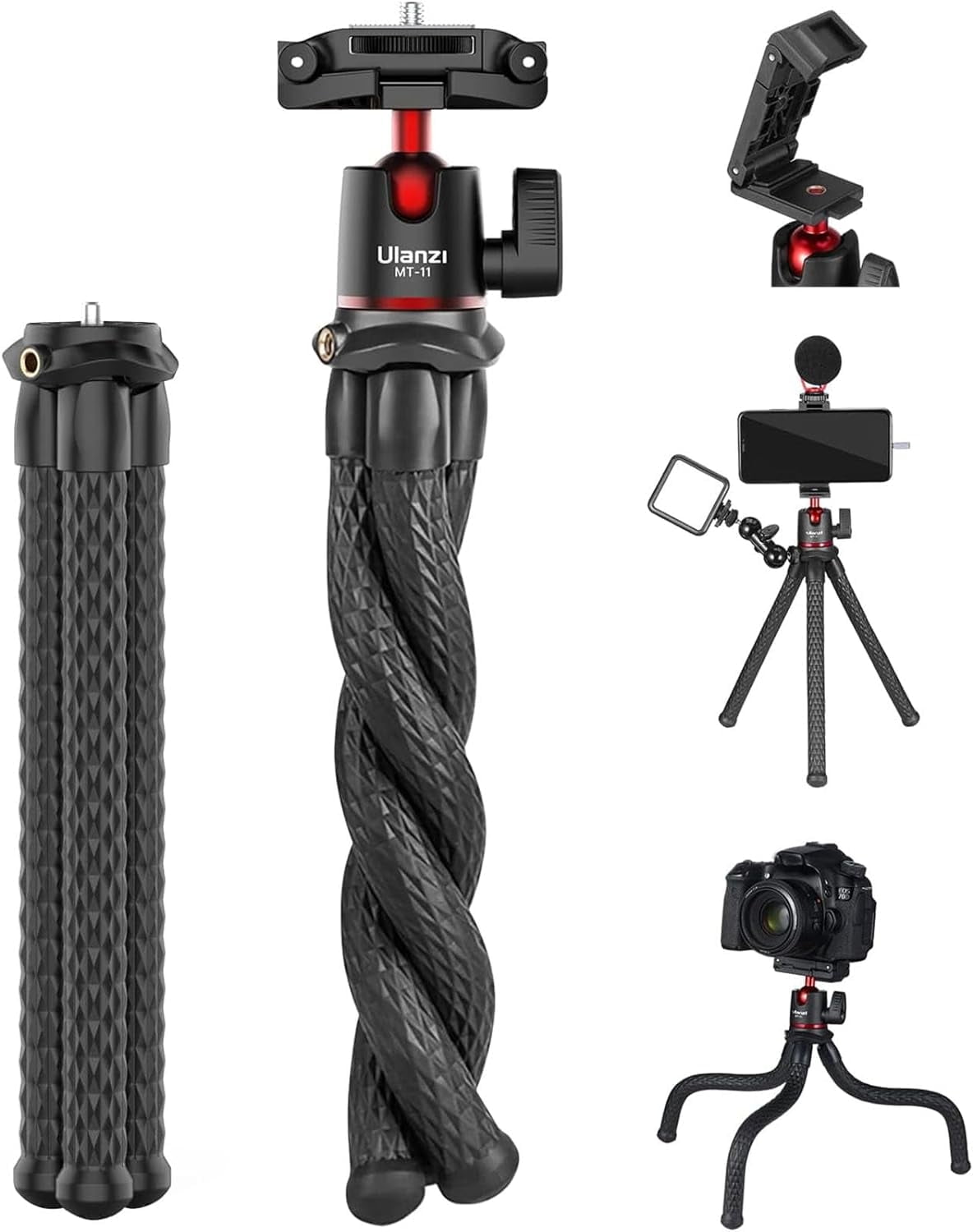 Ulanzi Camera Tripod, Mini Flexible Stand w Hidden Phone Holder w Cold ...