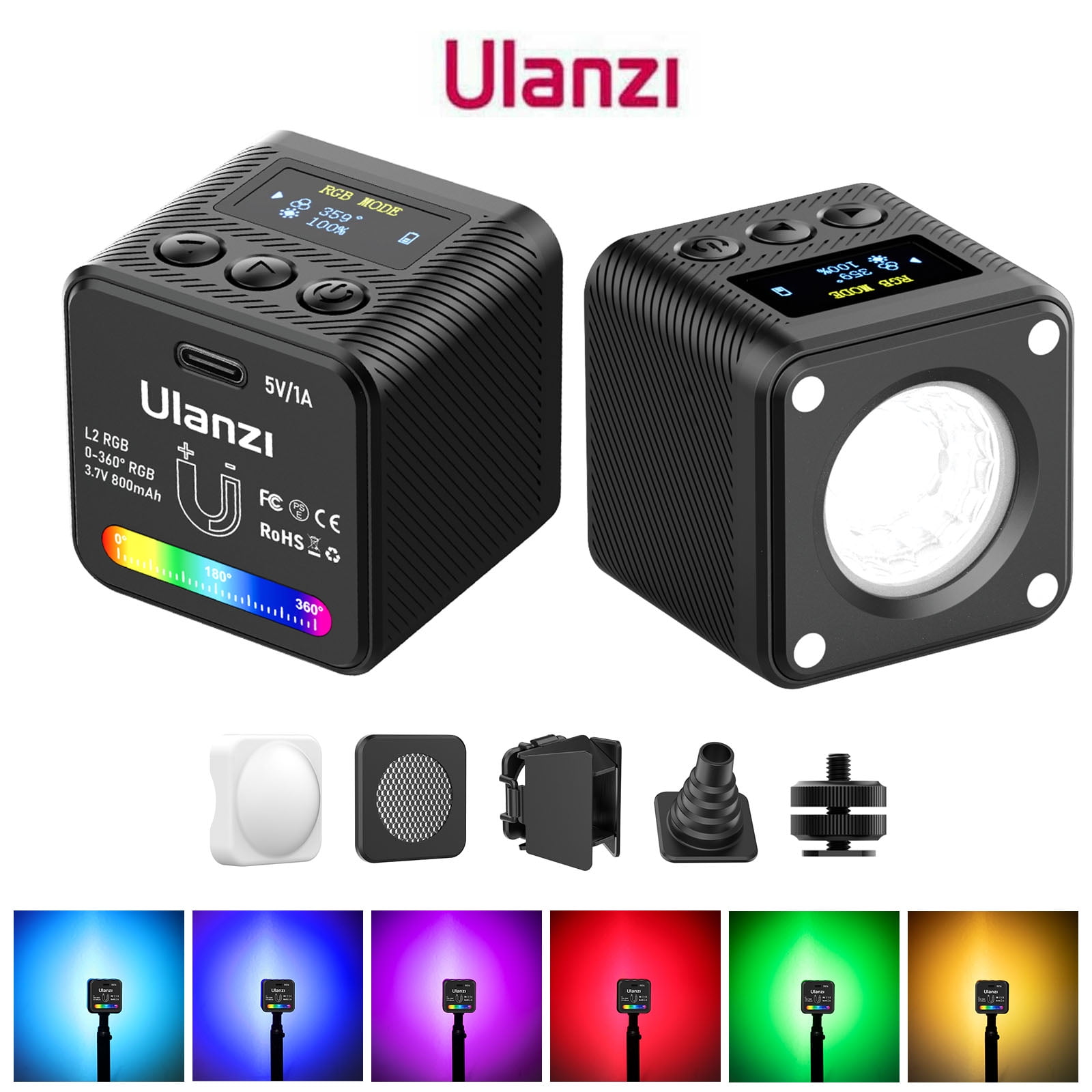 Ulanzi L2 RGB Mini LED Video Fill Light Lamp Magnetic For Photography ...