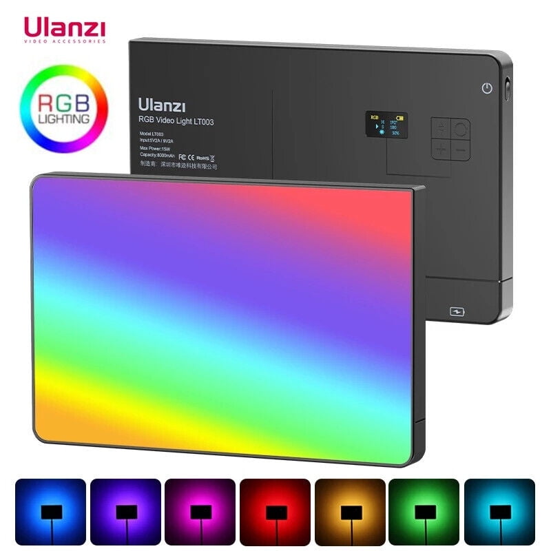Ulanzi LT003 RGB Video Light 360° Full Color Panel Light 8000mAh Dimmable 2500-9000K for ...