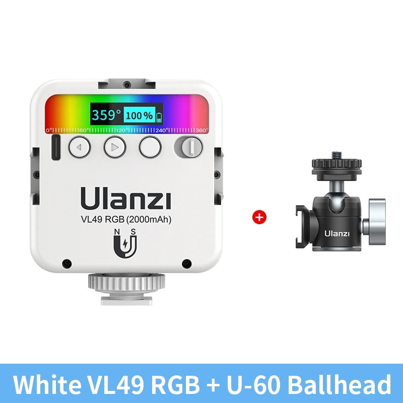 Ulanzi VL49 Full Color RGB LED Video Light 2500K-9000K 800LUX Magnetic ...