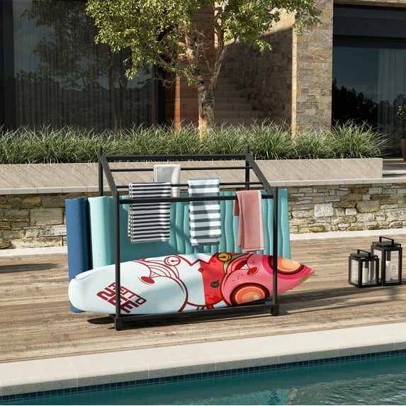 Ulax Furniture Outdoor Metal Float Holder, Pool Float Storage Rack ...