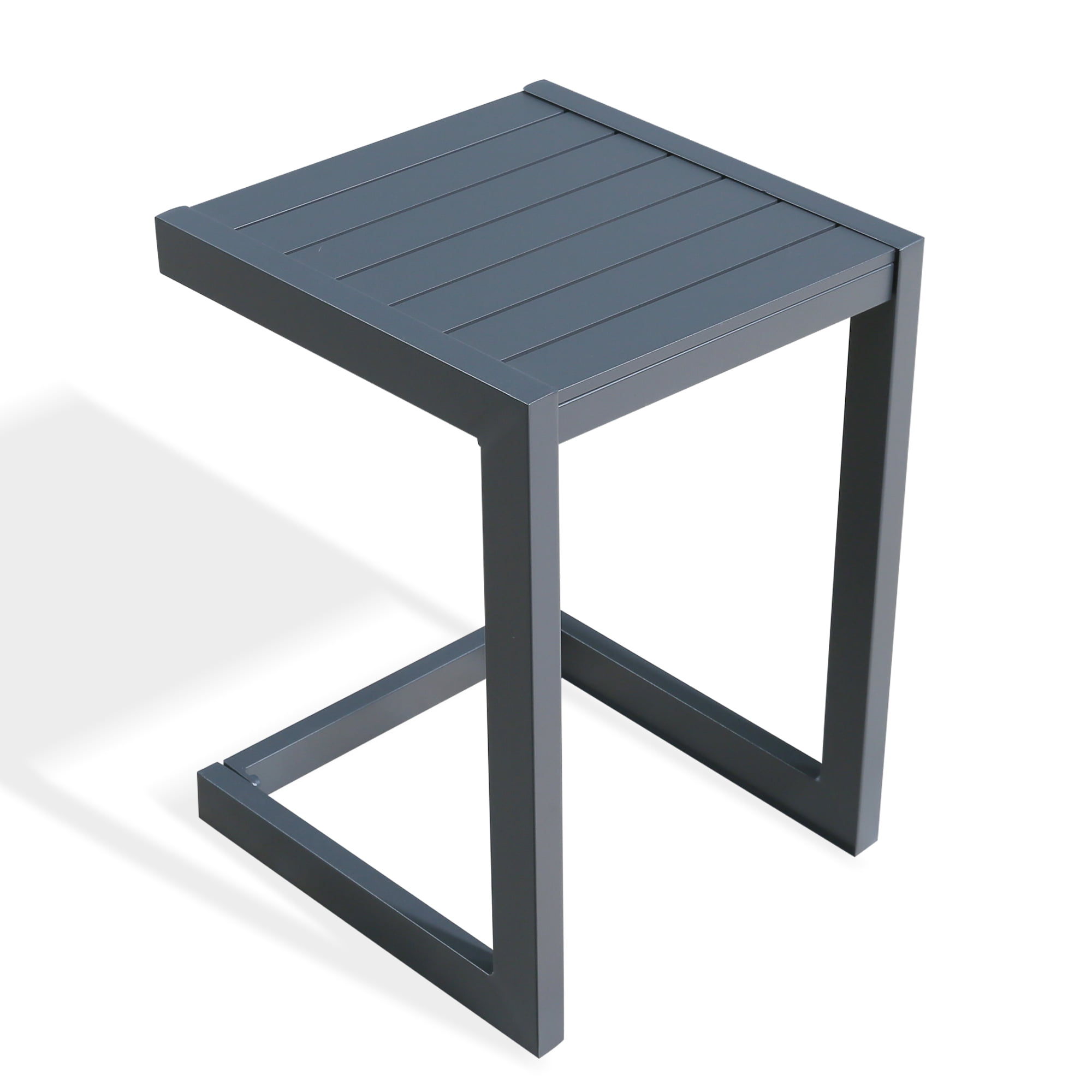 Ulax Furniture Patio Outdoor Aluminum Side Table, C Shaped End Table ...