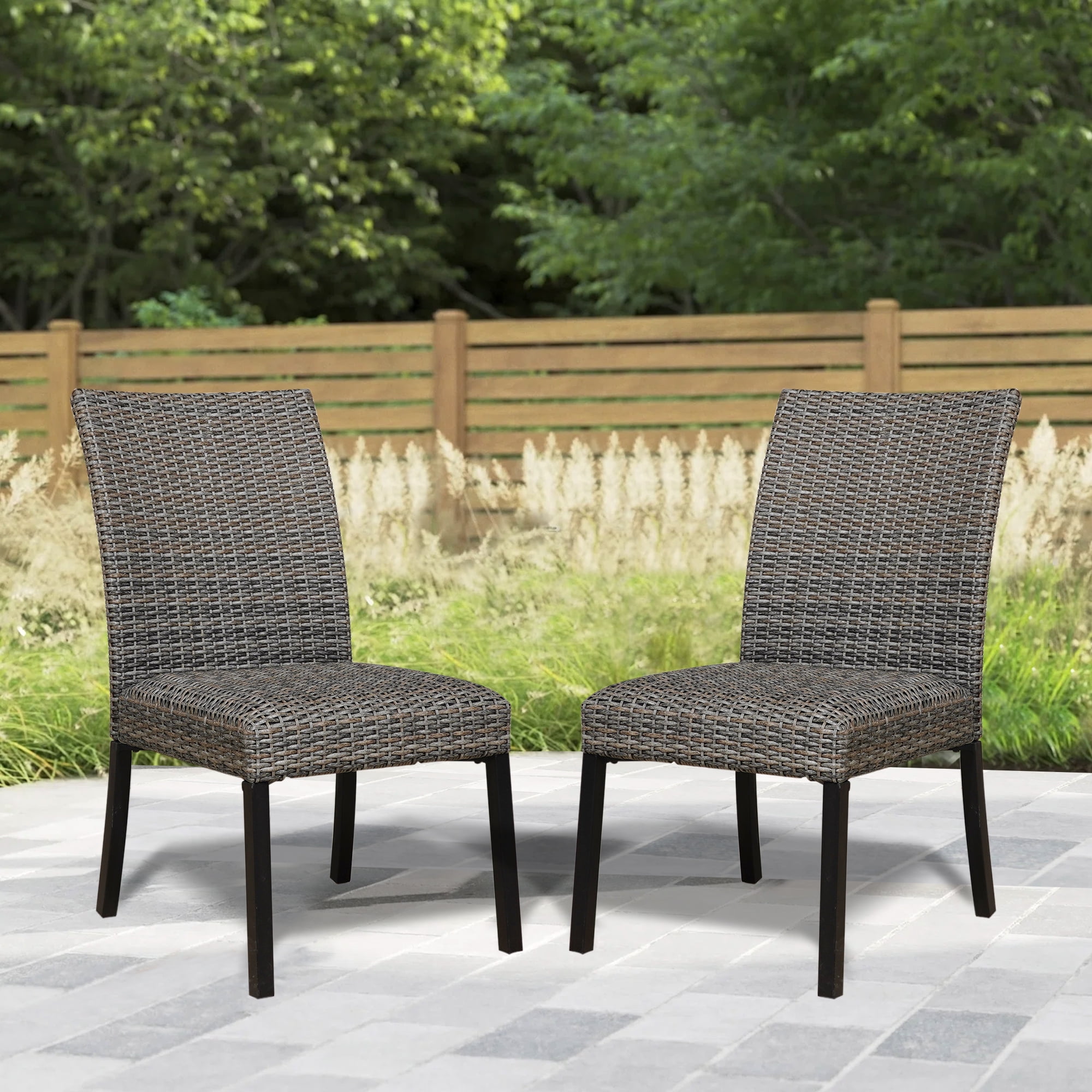 Ulax Furniture Modern Patio Rattan Wicker Dining Chairs, Indoor/Outdoor ...