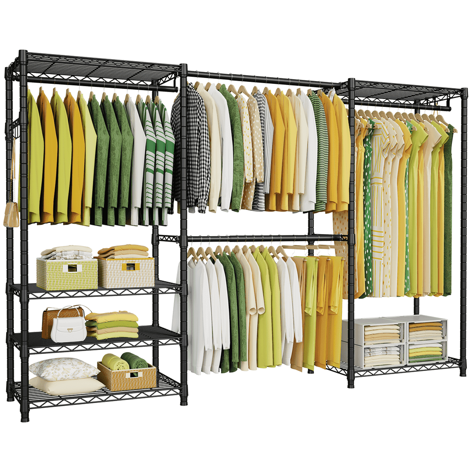 UlifHome Heavy Duty Closet Garment Rack, Adjustable, Freestanding ...