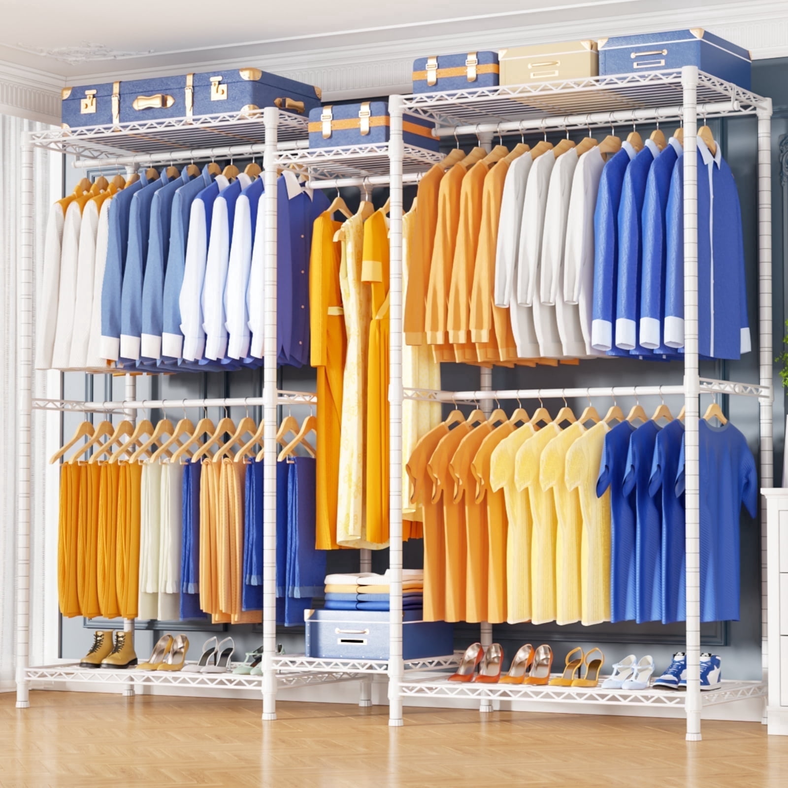 Ulif E12 Clothes Rack,Heavy Duty Freestanding Garment Rack with Shelves ...