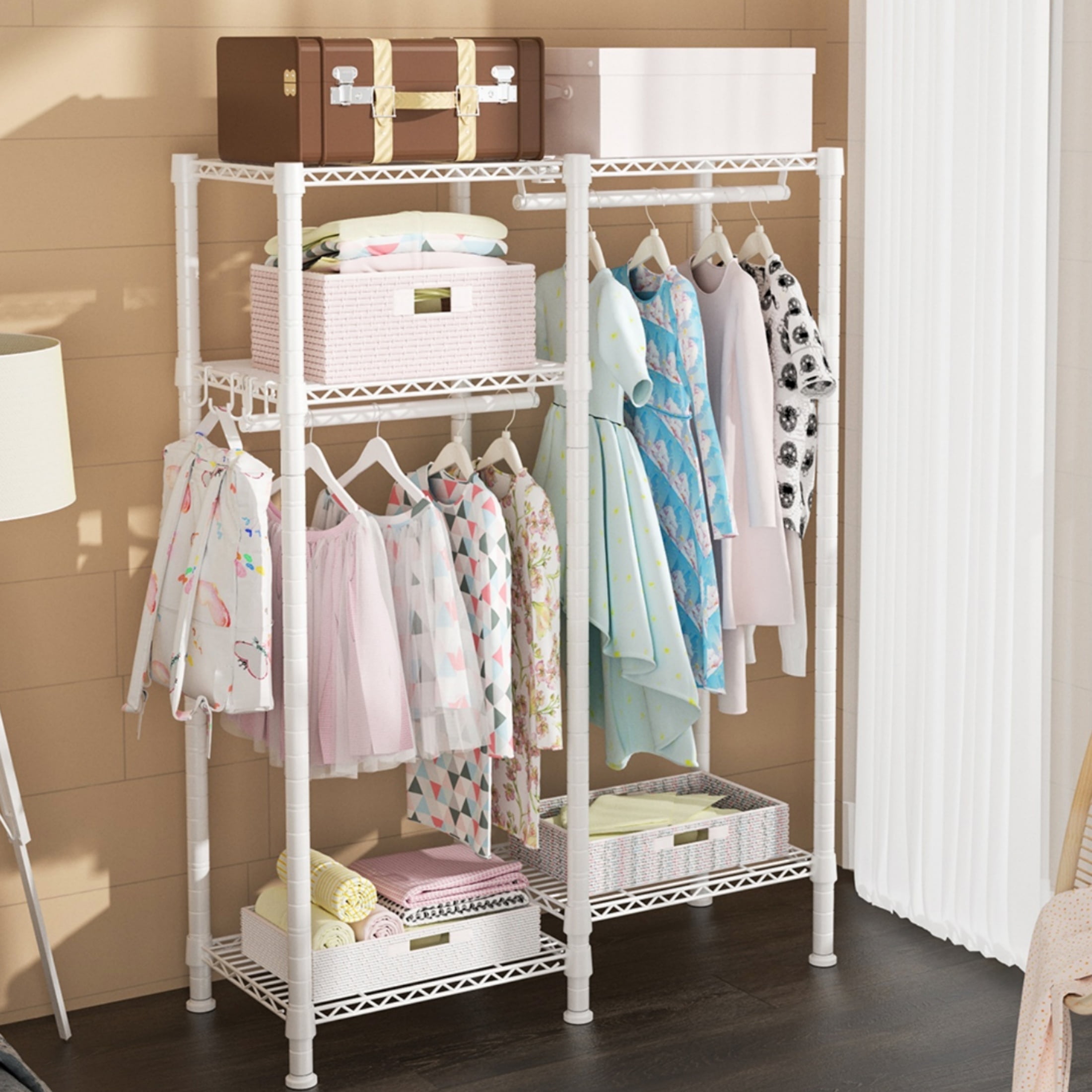 Ulif F1 Closet Organizer 4-Tier Adjustable Garment Rack for Small ...