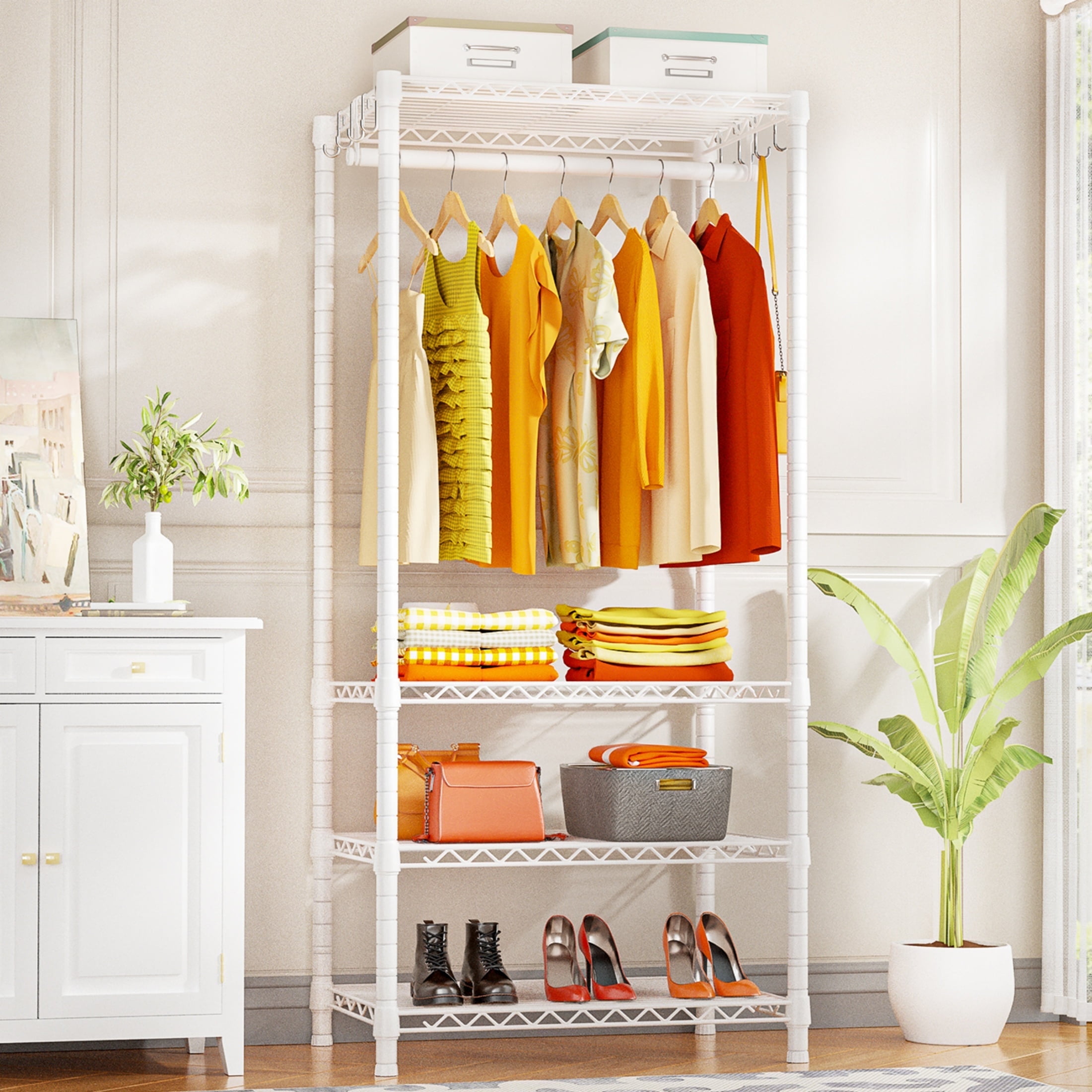 Ulif H4 Mini Clothing Rack,Laundry Room Organizer,4 Tiers Freestanding ...