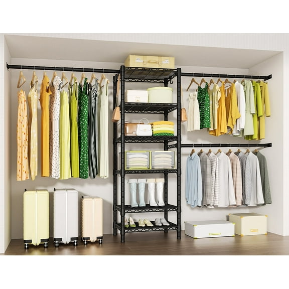 Basics Heavy Duty Rolling Garment Rack, Hanging Clothes Organizer Rail ...