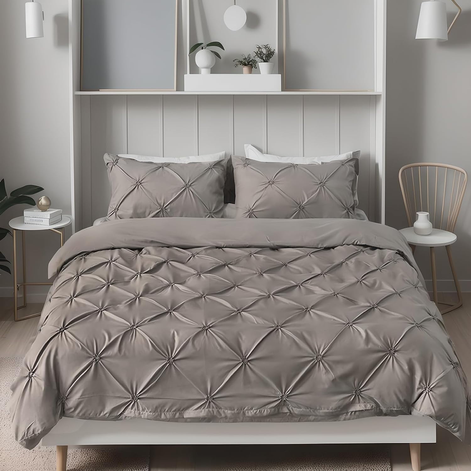 UlikTree Solid Duvet Cover - Soft Floral Pinch Comforter Covers with 2 ...