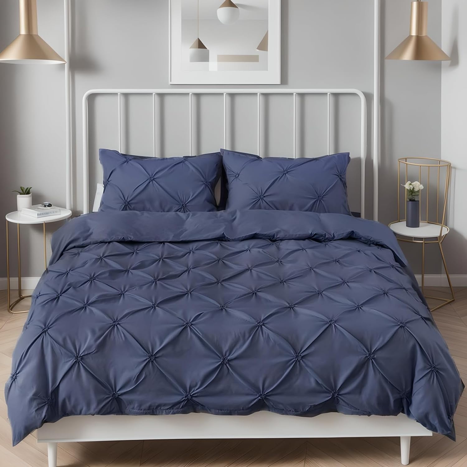 UlikTree Solid Duvet Cover - Soft Floral Pinch Comforter Covers with 2 ...