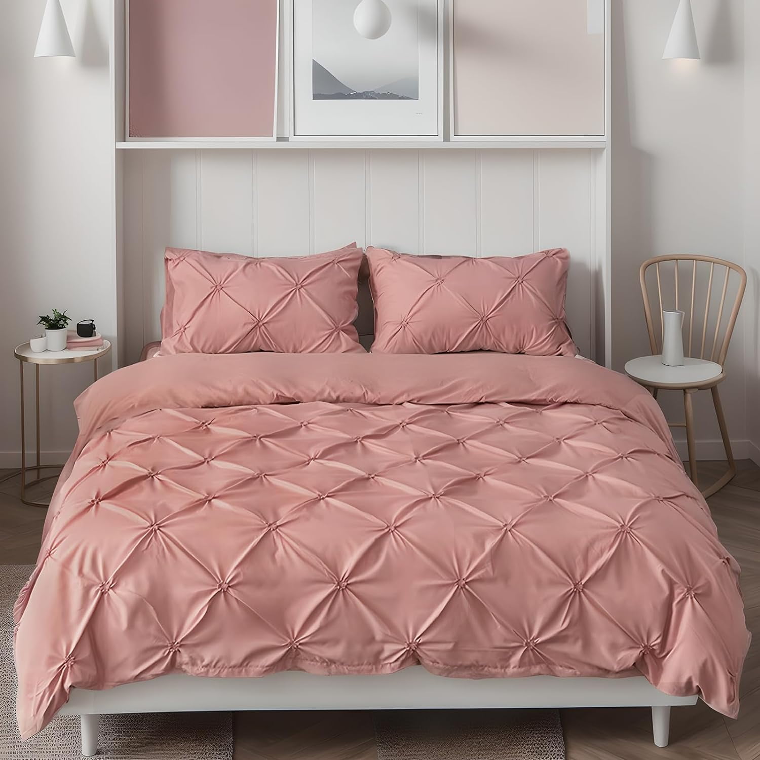 UlikTree Solid Duvet Cover - Soft Floral Pinch Comforter Covers with 2 ...