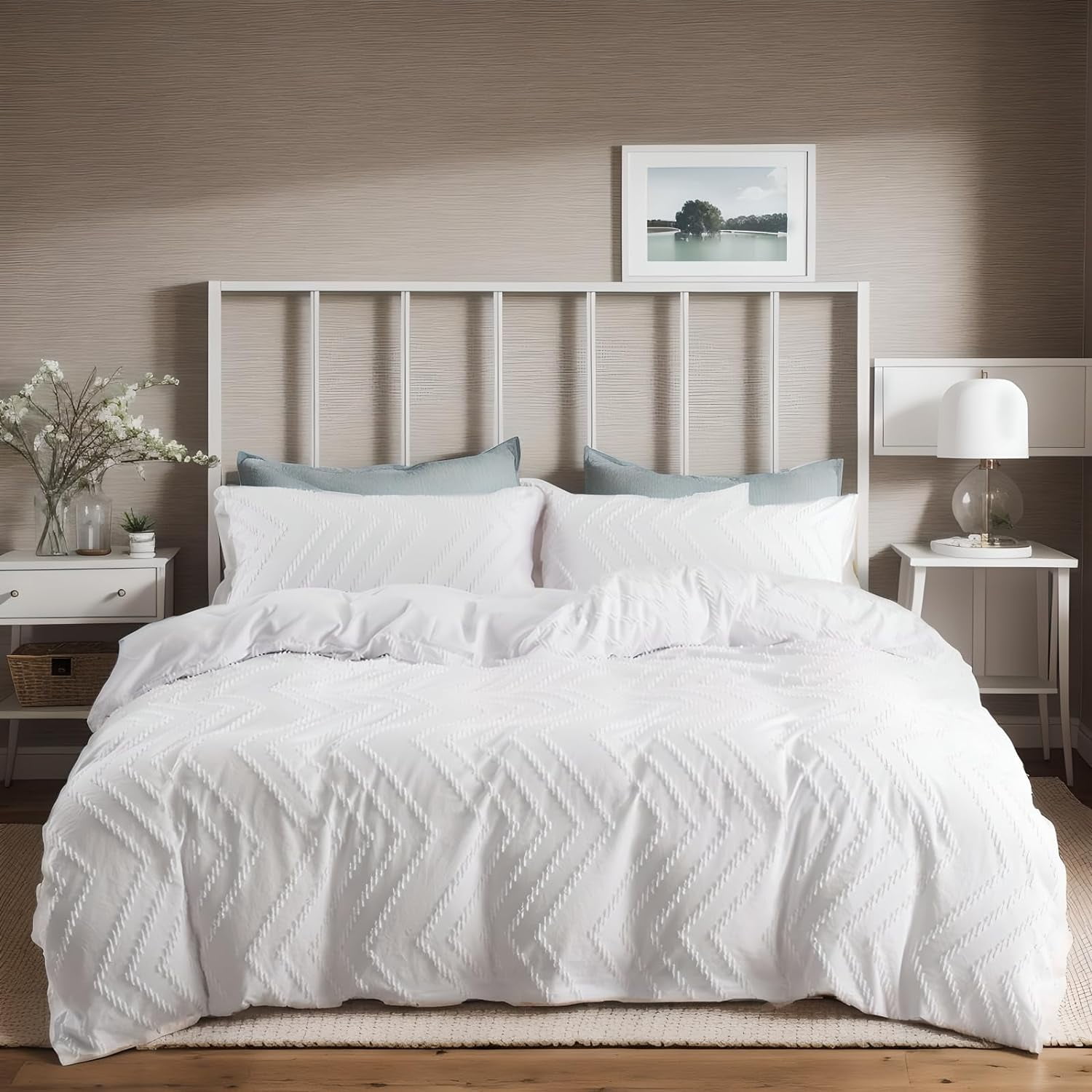 UlikTree White Duvet Cover - Soft Tufted Boho Comforter Covers with 2 ...