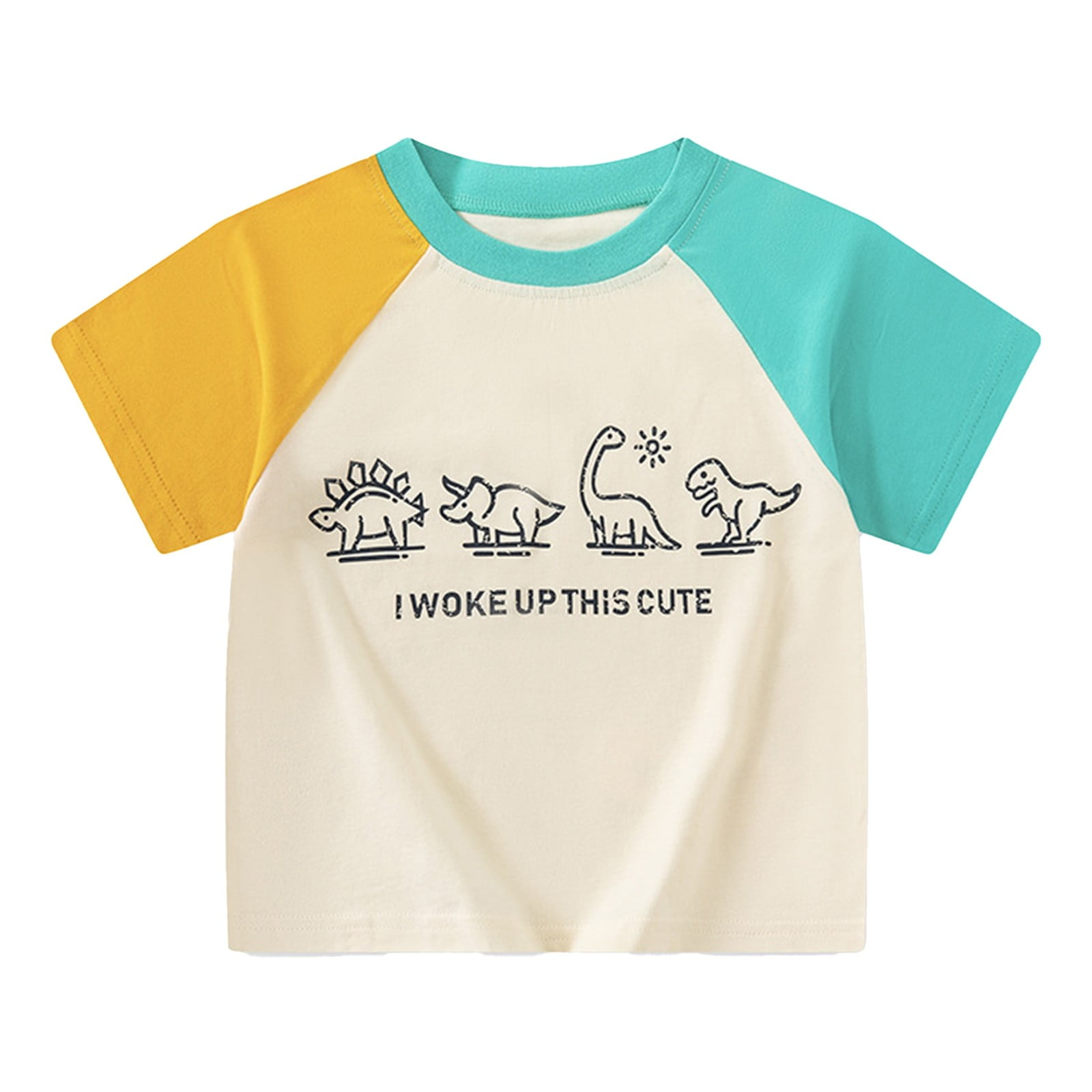 Ulitacool 3-4 Years Boys T Shirts O Neck Short Sleeve Cartoon Dinosaur Garphic Tee Tops Relax ...