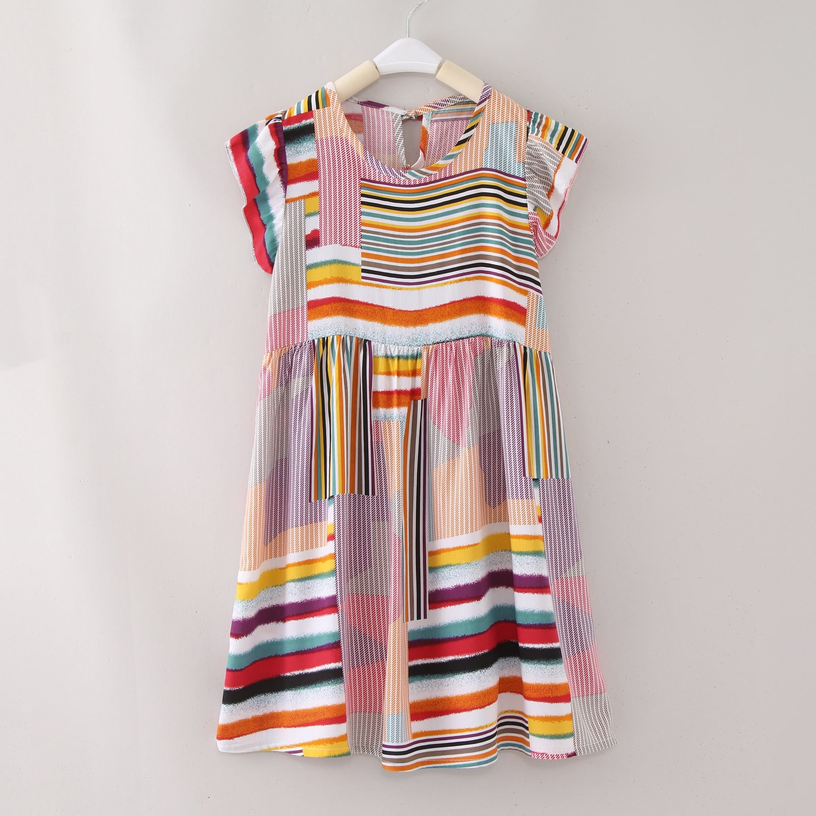 Ulitacool 3-4 Years Girls Dress Kids Children Summer Flying Sleeve ...