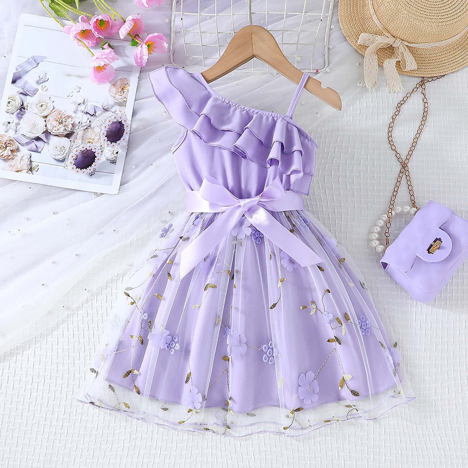 Ulitacool 5-6 Years Flower Girl Dresses Dress One Shoulder Formal ...