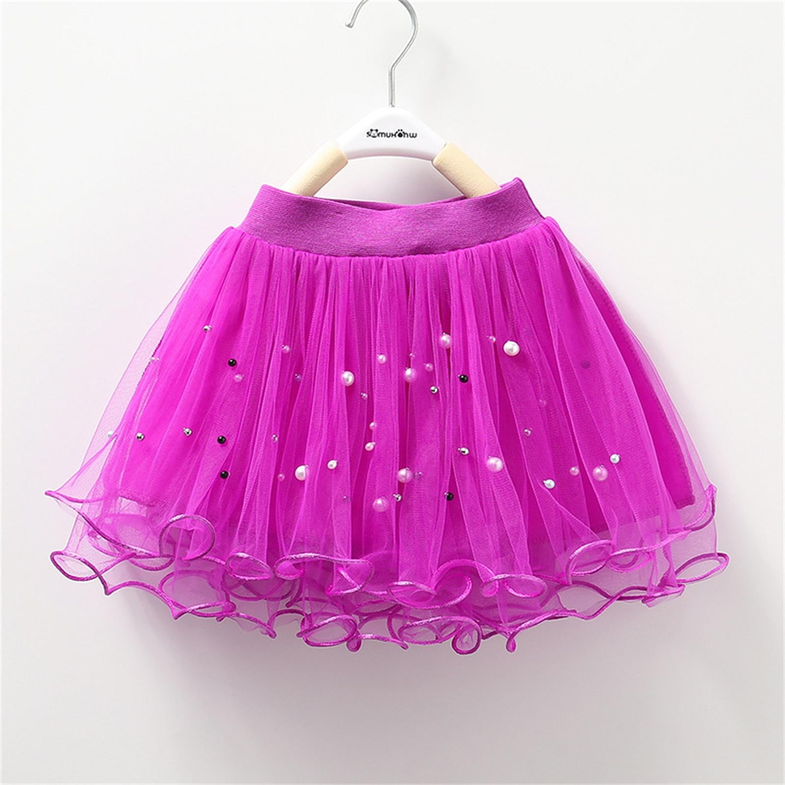 Ulitacool 5-6 Years Girls Summer Dress Spring Skirt Mesh Skirt Nailed Beads Pengpeng Base Skirt ...
