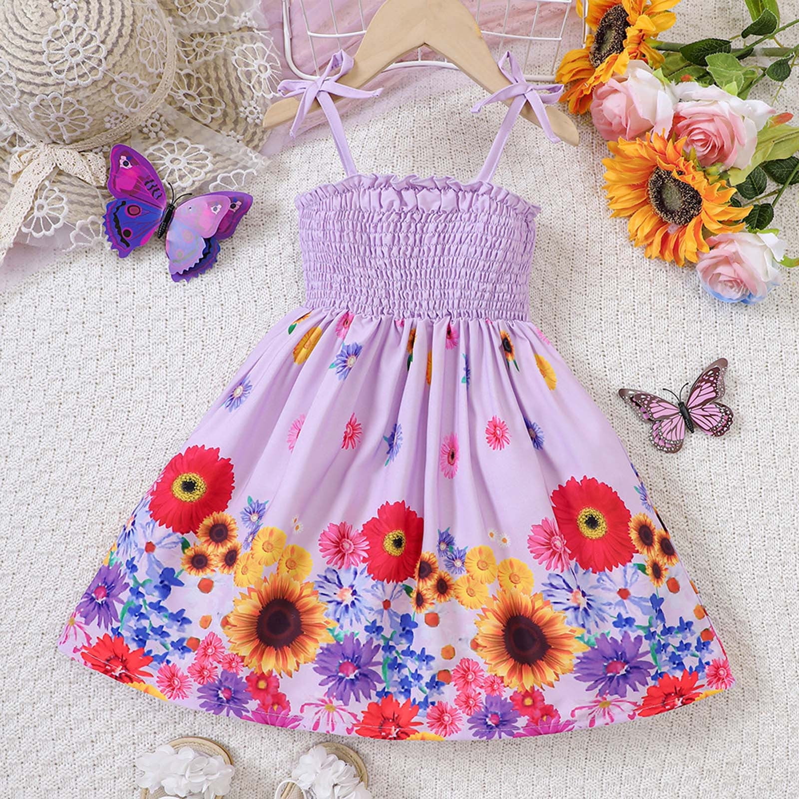 Ulitacool 6-7 Years Flower Girl Dress Trendy Floral Dress good Daily ...