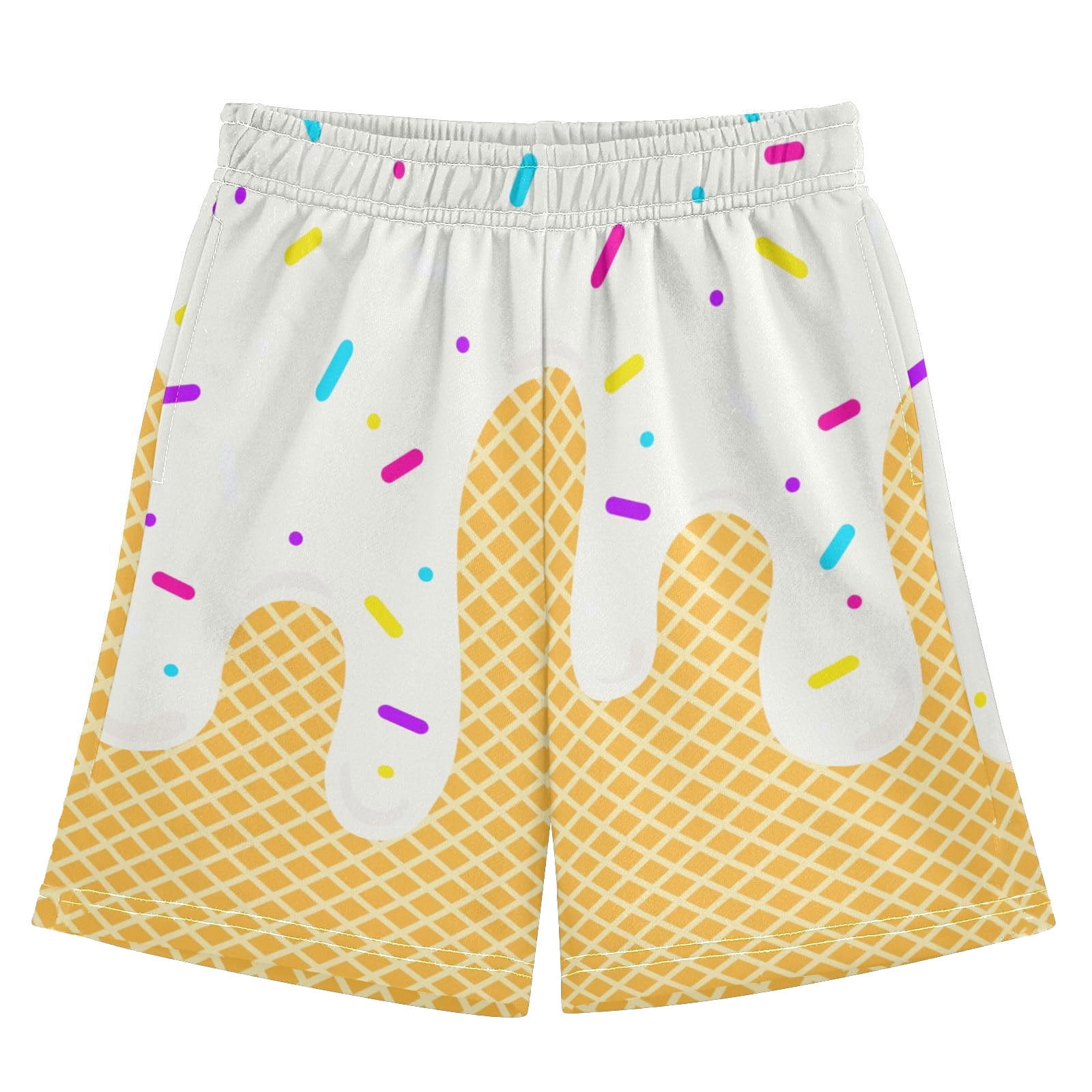 Ulitacool Boys' Drawstring Swim Trunks Colorful Ice Cream Pattern Quick ...