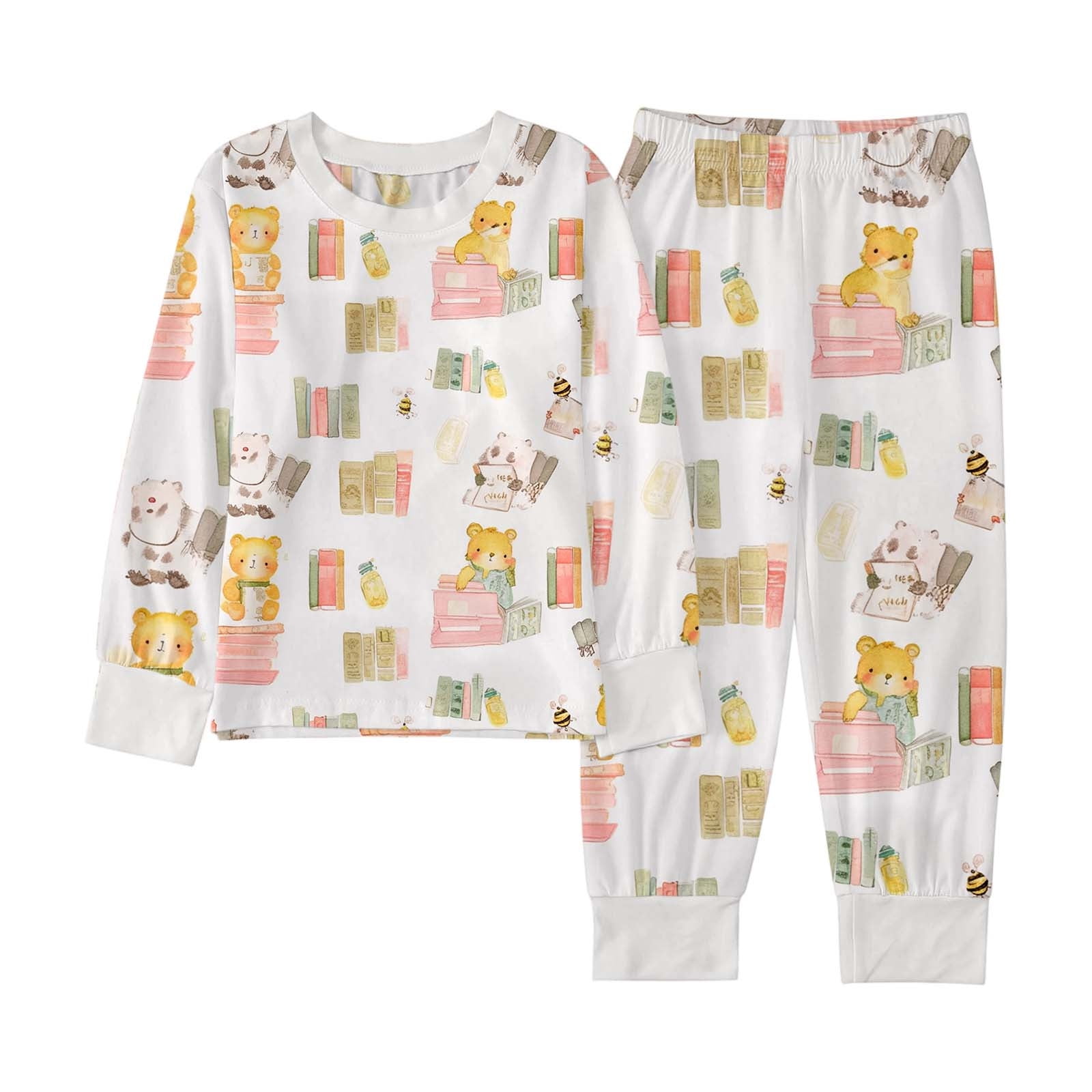 Ulitacool Boys Fall Outfits Crewneck Pajamas Long Sleeve Graphic Sleepwear Fall Winter Homewear ...