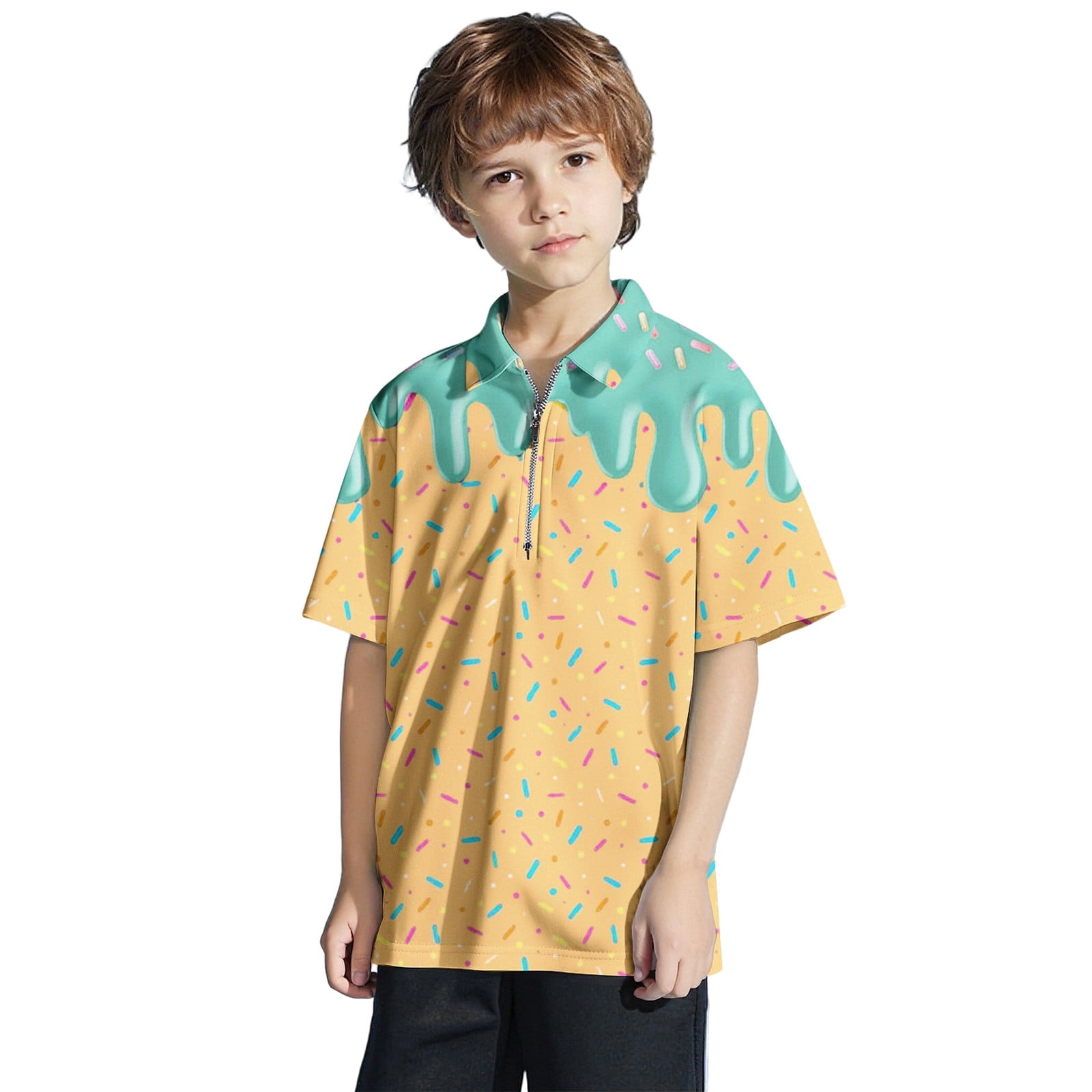 Ulitacool Boys Fun Beach Shirt - Hawaiian Ice Cream Print, Summer Party ...