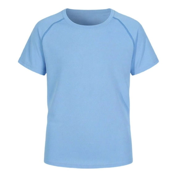Ulitacool Boys Tops Round Neck Blouse Short Sleeve Tee Solid Color T ...