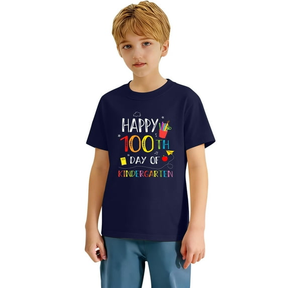 Ulitacool Boys Tops Short Sleeve Tee Crewneck Blouse Solid Color ...