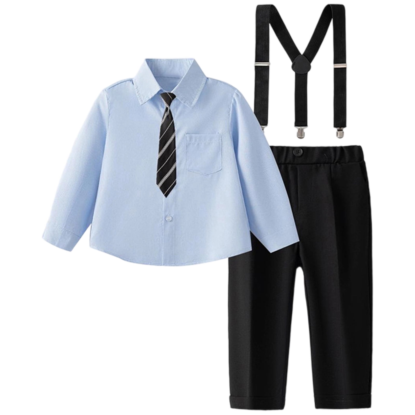 Ulitacool Boys Winter Outfits Long Sleeve Shirt Outfit Set Kids School ...