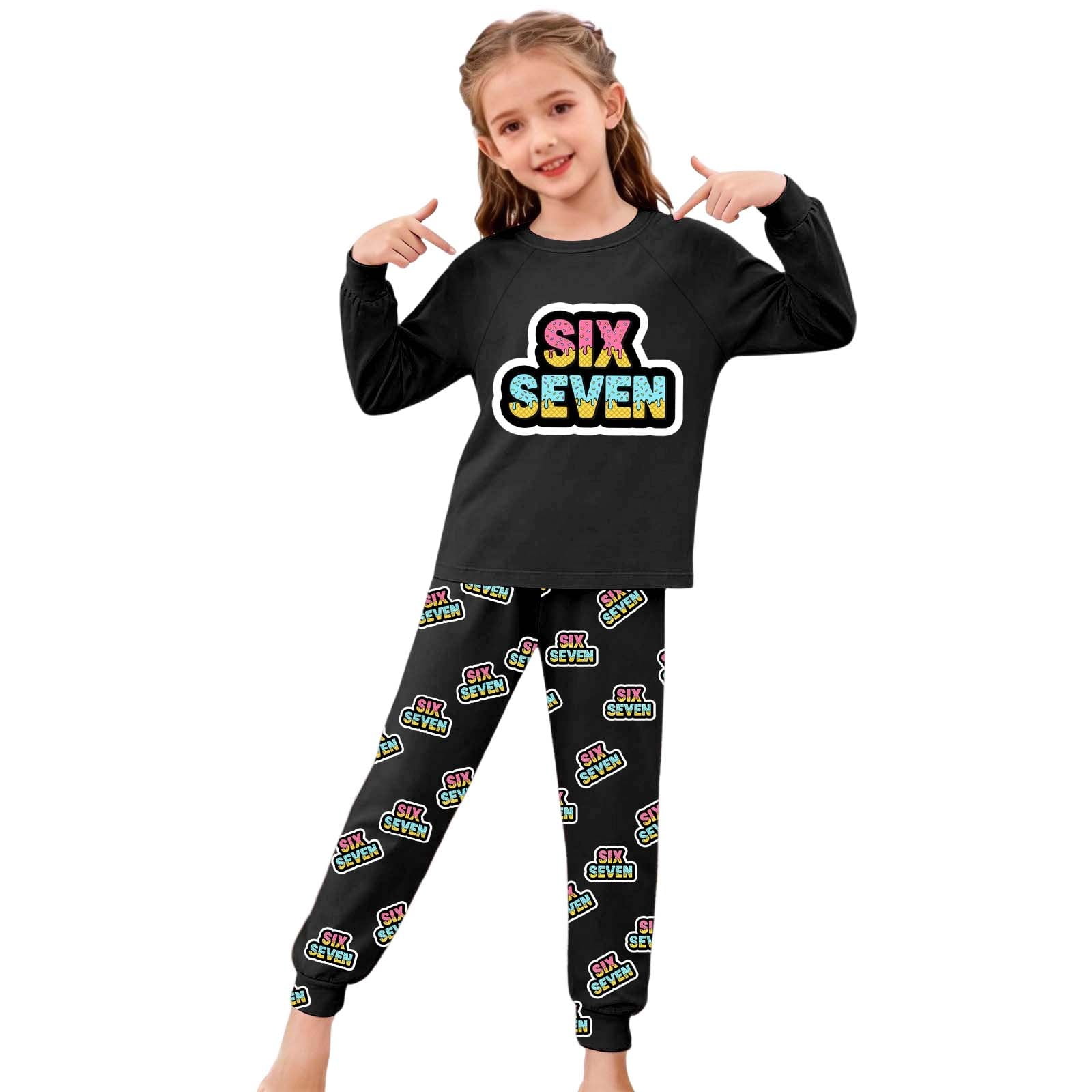 Ulitacool Girls Clothes Crewneck Long Sleeve Pajama For Two Piece ...