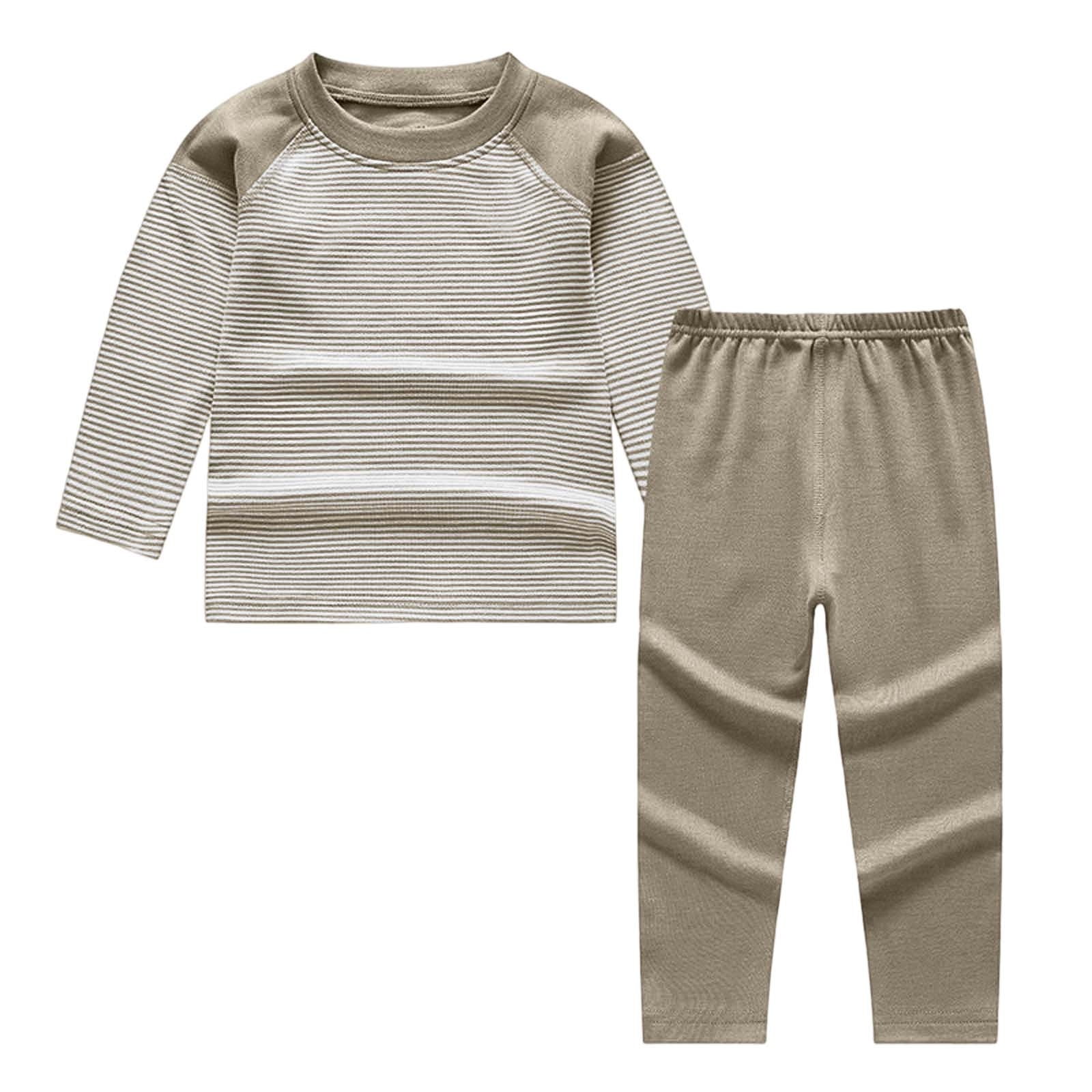 Ulitacool Girls Outfits Long Sleeve Lined Thermal Kids Pajamas Two ...