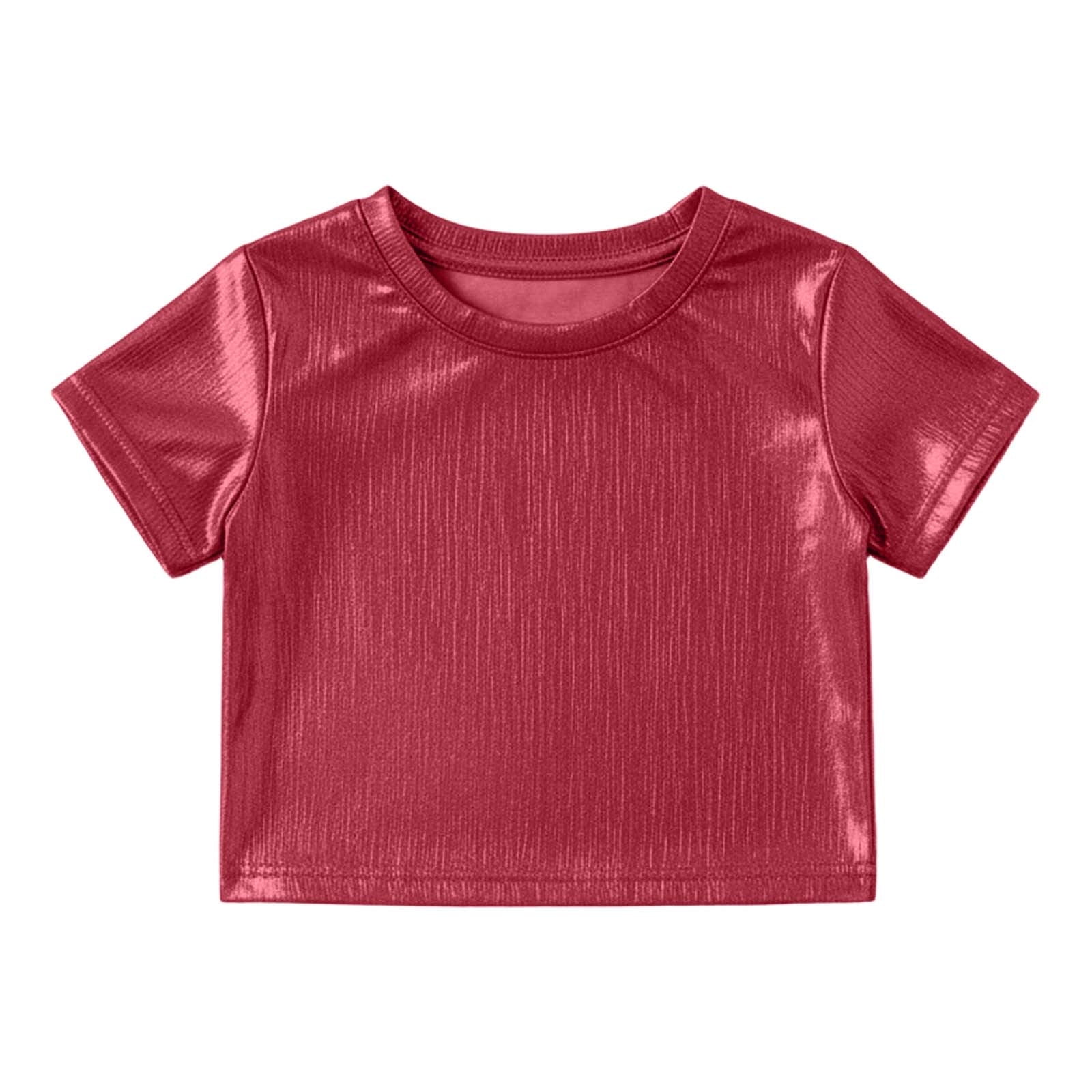 Ulitacool Girls Tee Shirts Short Sleeve Blouse Sequins T Shirt O Neck ...
