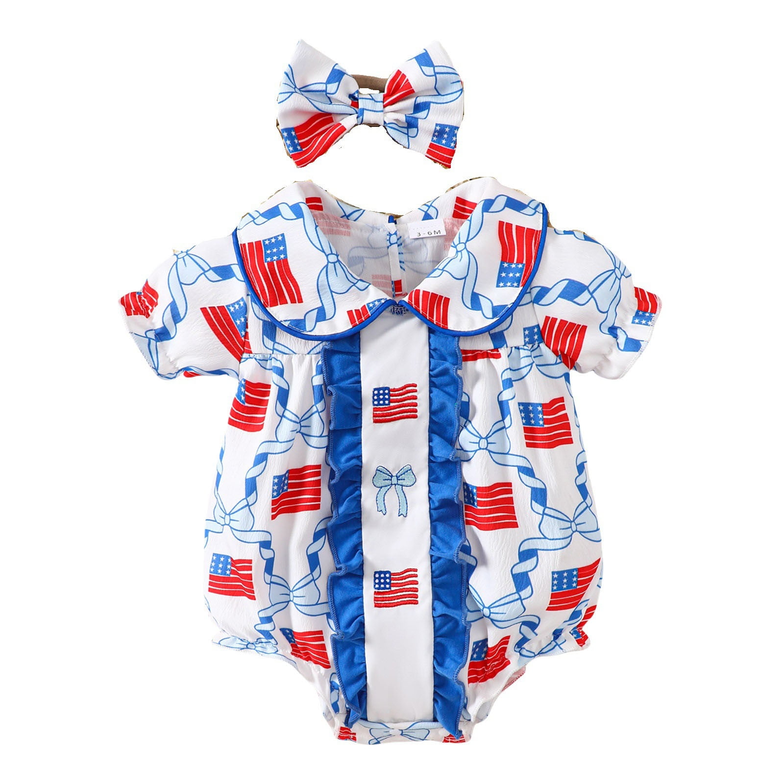 Ulitacool Independence Day Newborn Girls Bodysuit Short Sleeve O Neck ...