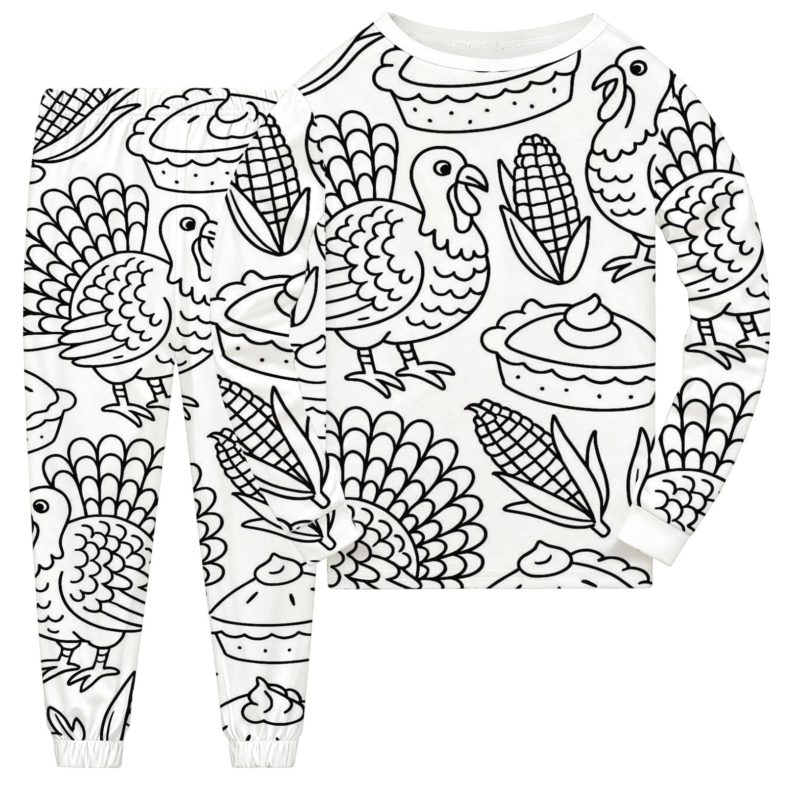 Ulitacool Outfits For Girls Long Sleeve Colorings Pajama Two Piece ...