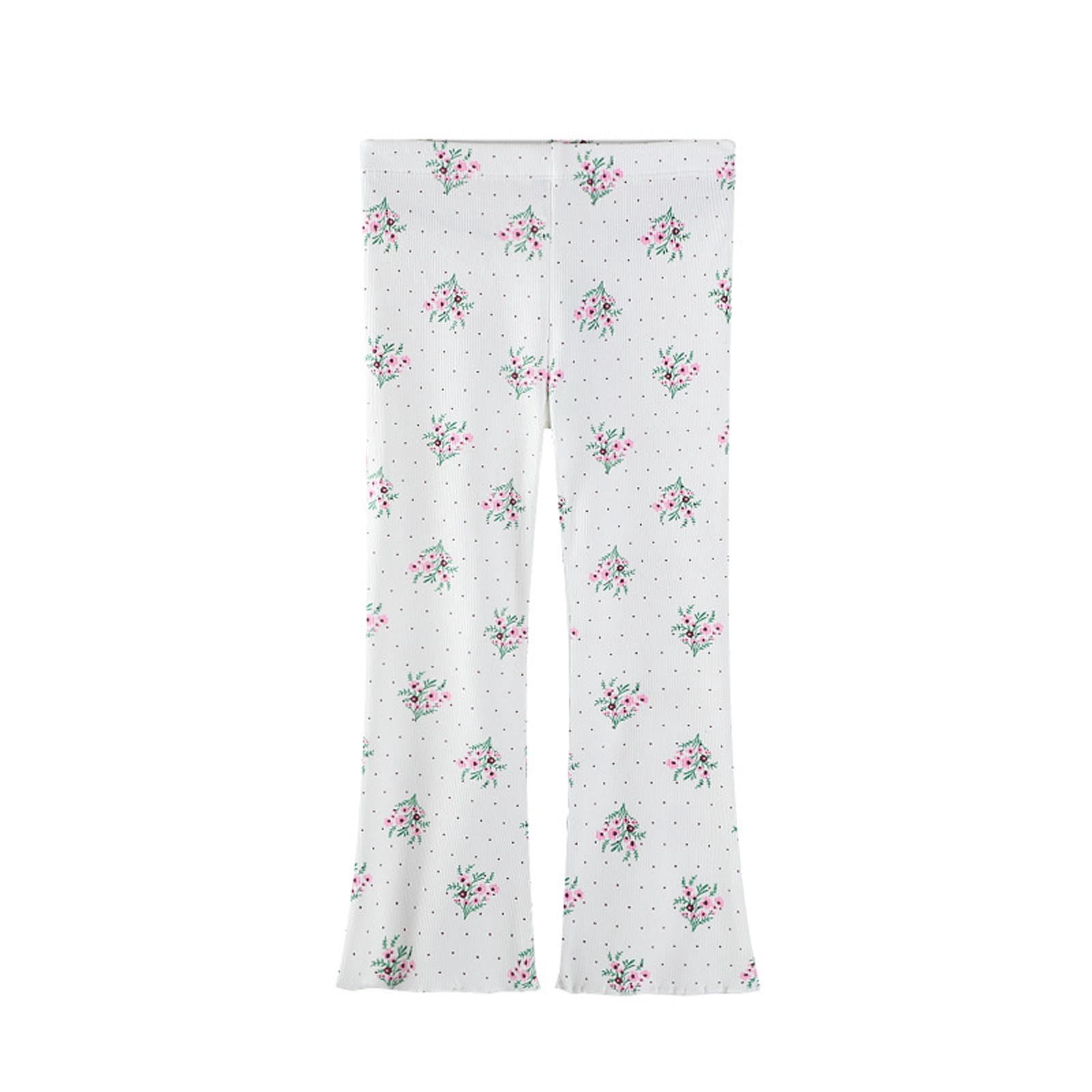 Ulitacool Pants For Girls Empire Waist Leggings Knit Wide Leg Pants For ...