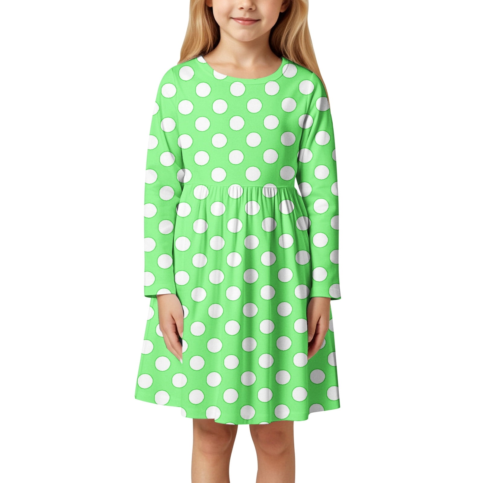 Ulitacool Spring Dress For Girls Round Neck Sundress Floral Print Long ...